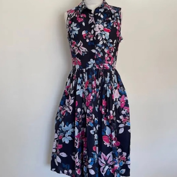 French Connection | Dresses | French Connection Navy Floral Midi Dress ...